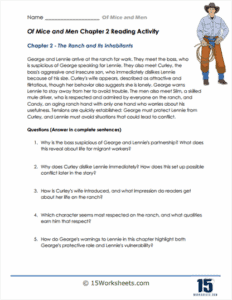 Of Mice and Men Worksheets - 15 Worksheets.com