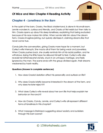 Of Mice and Men Worksheets - 15 Worksheets.com