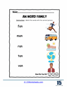 An Word Family Worksheets | Phonics and Reading - 15 Worksheets.com