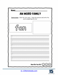An Word Family Worksheets | Phonics and Reading - 15 Worksheets.com