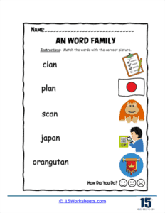 An Word Family Worksheets | Phonics and Reading - 15 Worksheets.com