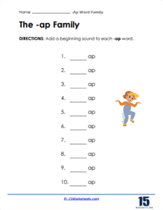 Ap Word Family Worksheets | Early Literacy - 15 Worksheets.com