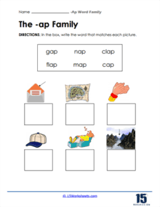 Ap Word Family Worksheets | Early Literacy - 15 Worksheets.com