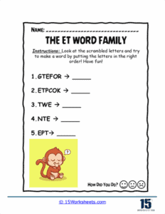 Et Word Family Worksheets - 15 Worksheets.com