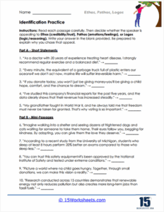 Ethos, Pathos, Logos Worksheets | Persuasion Skills - 15 Worksheets.com