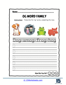 Og Word Family Worksheets | Literacy Activities - 15 Worksheets.com