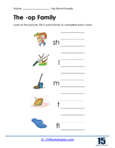 Op Word Family Worksheets | Phonetic Practice - 15 Worksheets.com