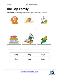 Op Word Family Worksheets | Phonetic Practice - 15 Worksheets.com