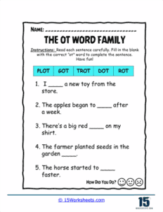Ot Word Family Worksheets - 15 Worksheets.com
