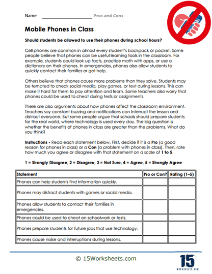 Pros and Cons Worksheets | Informed Choices - 15 Worksheets.com