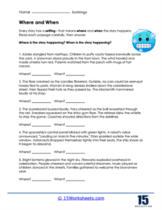 Story Settings Worksheets | Reading Collection - 15 Worksheets.com