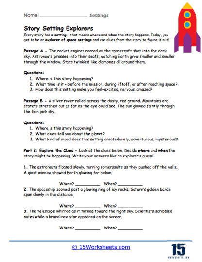 Story Settings Worksheets | Reading Collection - 15 Worksheets.com
