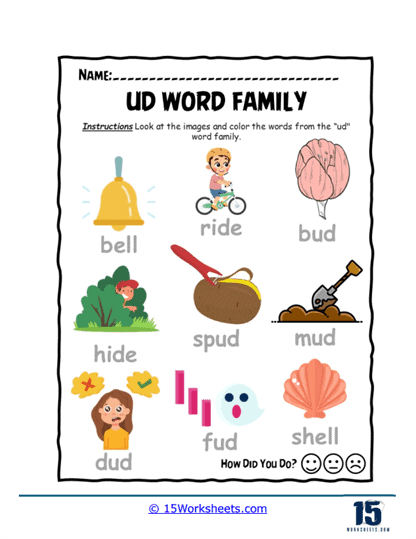 Ud Word Family Worksheets | Early Reading Activities - 15 Worksheets.com