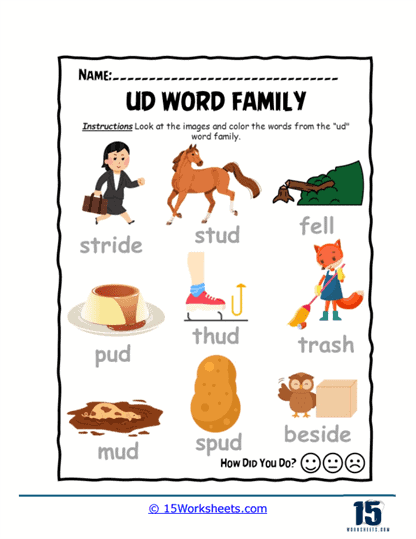 U Word Families Worksheets | Phonics Practice - 15 Worksheets.com