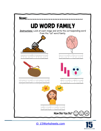 Ud Word Family Worksheets | Early Reading Activities - 15 Worksheets.com