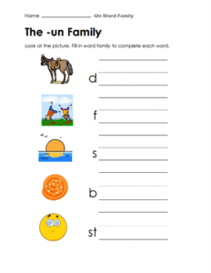 Un Word Family Worksheets | Literacy Activities - 15 Worksheets.com