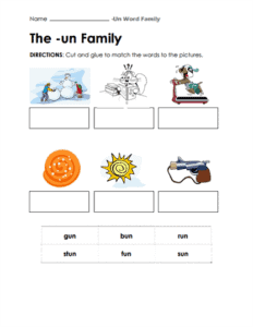Un Word Family Worksheets | Literacy Activities - 15 Worksheets.com