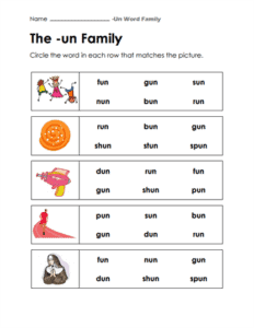 Un Word Family Worksheets | Literacy Activities - 15 Worksheets.com