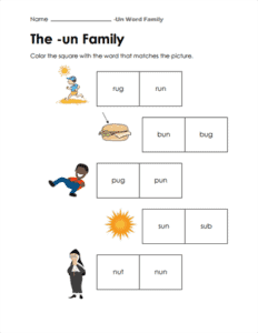 Un Word Family Worksheets | Literacy Activities - 15 Worksheets.com
