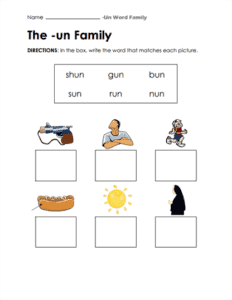 Un Word Family Worksheets | Literacy Activities - 15 Worksheets.com