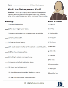 William Shakespeare Worksheets | Life and Works - 15 Worksheets.com
