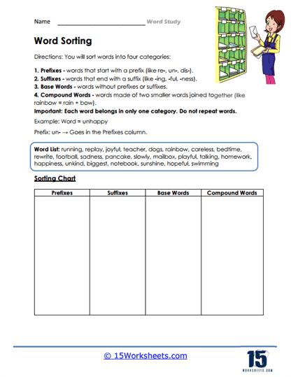 Word Study Worksheets | Vocabulary Skills - 15 Worksheets.com