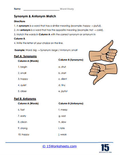 Word Study Worksheets | Vocabulary Skills - 15 Worksheets.com