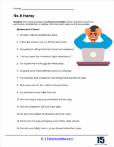 Free Sentence Correction Worksheets | Printable PDFs - 15 Worksheets.com