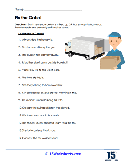Sentence Correction Worksheets | Grammar, Typos & Phrasing - 15 ...