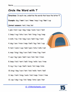 Letter T Worksheets | Early Reading Skills - 15 Worksheets.com