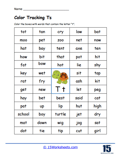 Letter T Worksheets | Early Reading Skills - 15 Worksheets.com