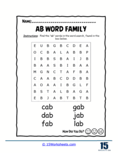 -ab Word Family Worksheets - 15 Worksheets.com