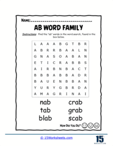 -ab Word Family Worksheets - 15 Worksheets.com