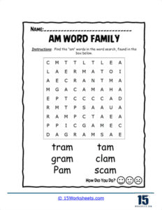 -am Word Family Worksheets - 15 Worksheets.com