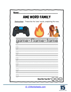 -ame Word Family Worksheets - 15 Worksheets.com