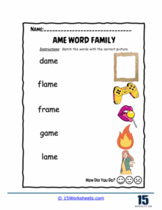 -ame Word Family Worksheets - 15 Worksheets.com
