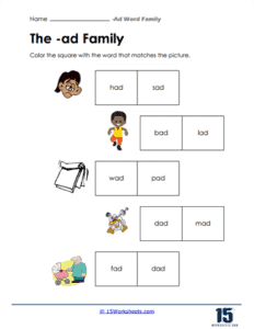-ad Word Family Worksheets - 15 Worksheets.com