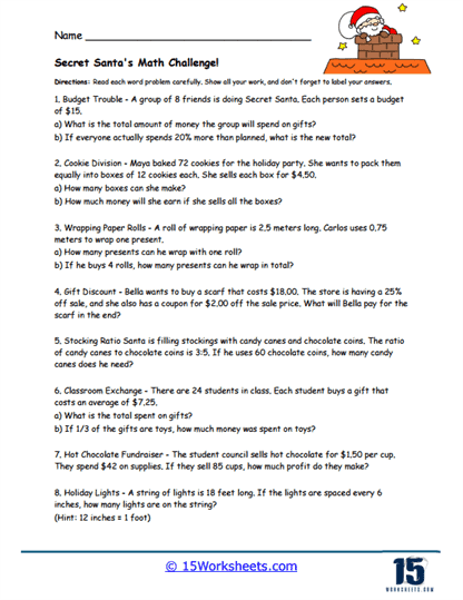 Secret Santa Worksheets | Gift Exchanges - 15 Worksheets.com