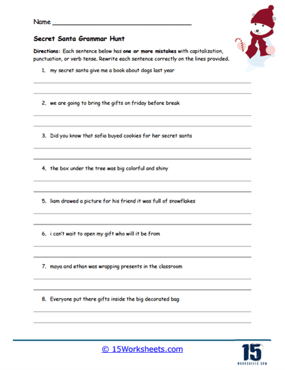 Secret Santa Worksheets | Gift Exchanges - 15 Worksheets.com