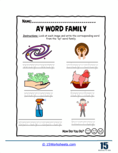 Ay Word Family Worksheets - 15 Worksheets.com