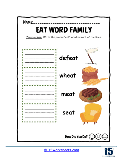 Eat Word Family Worksheets - 15 Worksheets.com