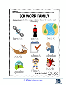 Eck Word Family Worksheets | Reading Skills Pack - 15 Worksheets.com