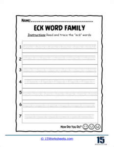 Eck Word Family Worksheets | Reading Skills Pack - 15 Worksheets.com