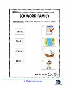 Eck Word Family Worksheets | Reading Skills Pack - 15 Worksheets.com