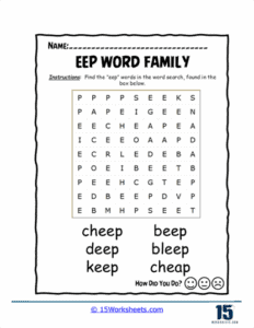 Eep Word Family Worksheets | Early Reading Pages - 15 Worksheets.com