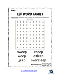 Eep Word Family Worksheets | Early Reading Pages - 15 Worksheets.com
