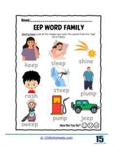 Eep Word Family Worksheets | Early Reading Pages - 15 Worksheets.com