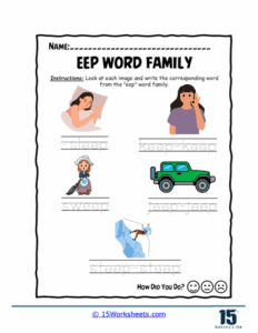 Eep Word Family Worksheets | Early Reading Pages - 15 Worksheets.com