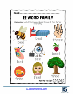 Ee Word Family Worksheets | Vowel Sound Pages - 15 Worksheets.com