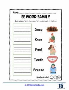 Ee Word Family Worksheets | Vowel Sound Pages - 15 Worksheets.com